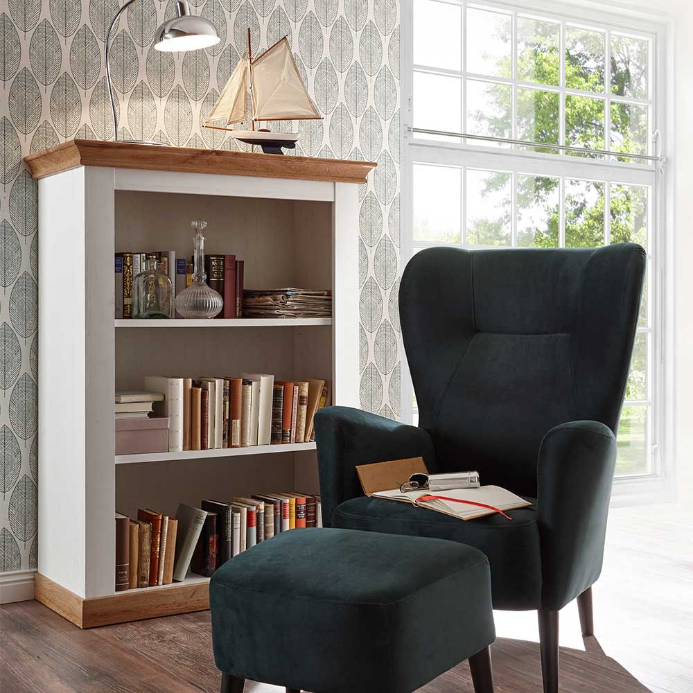 102x139x44 Landhaus Regal mit 3 Fächern in Weiß & Wildeiche - Diatara