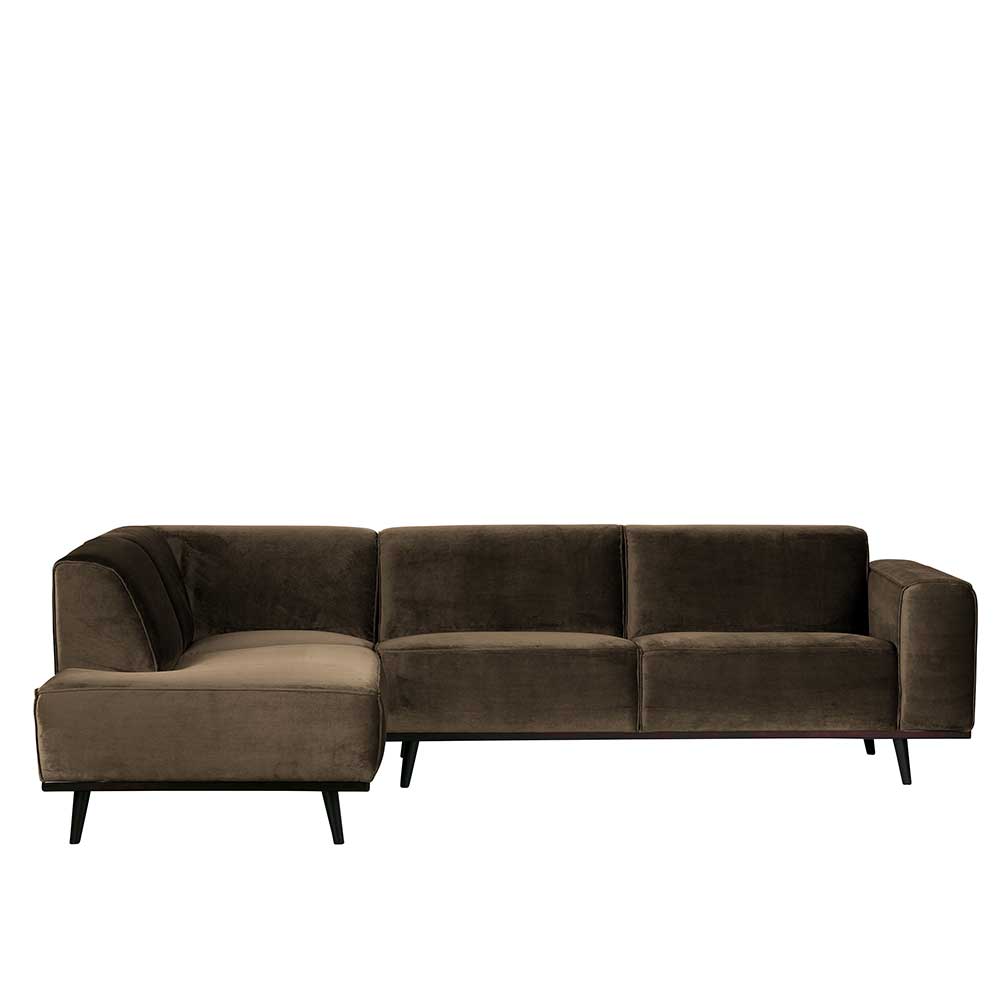 Samt Sofa Eckgarnitur in Taupe mit Schenkel links oder rechts - Matca