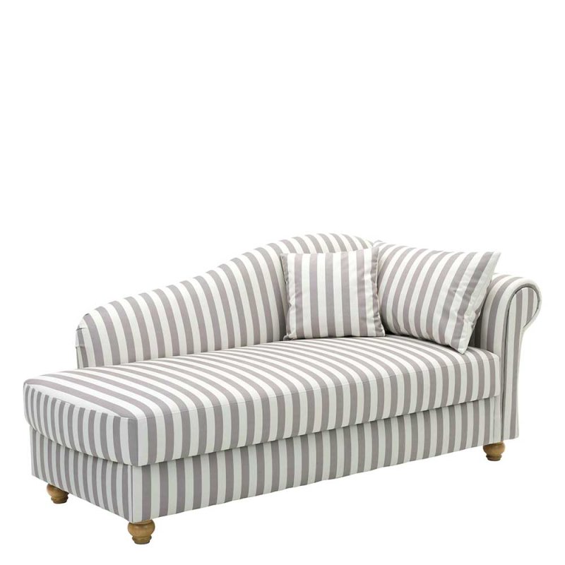 Chaiselongue mit Streifen in Weiß Braun mit drei Sitzplätzen - Adendro