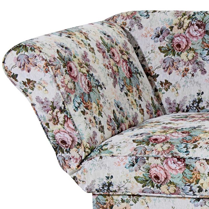 Chaiselongue mit farbigem Rosen Muster - drei Sitzplätze - Lourette