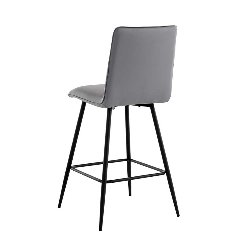 Kunstleder Barstühle in Grau mit schwarzem Metallgestell - Eleganto ...