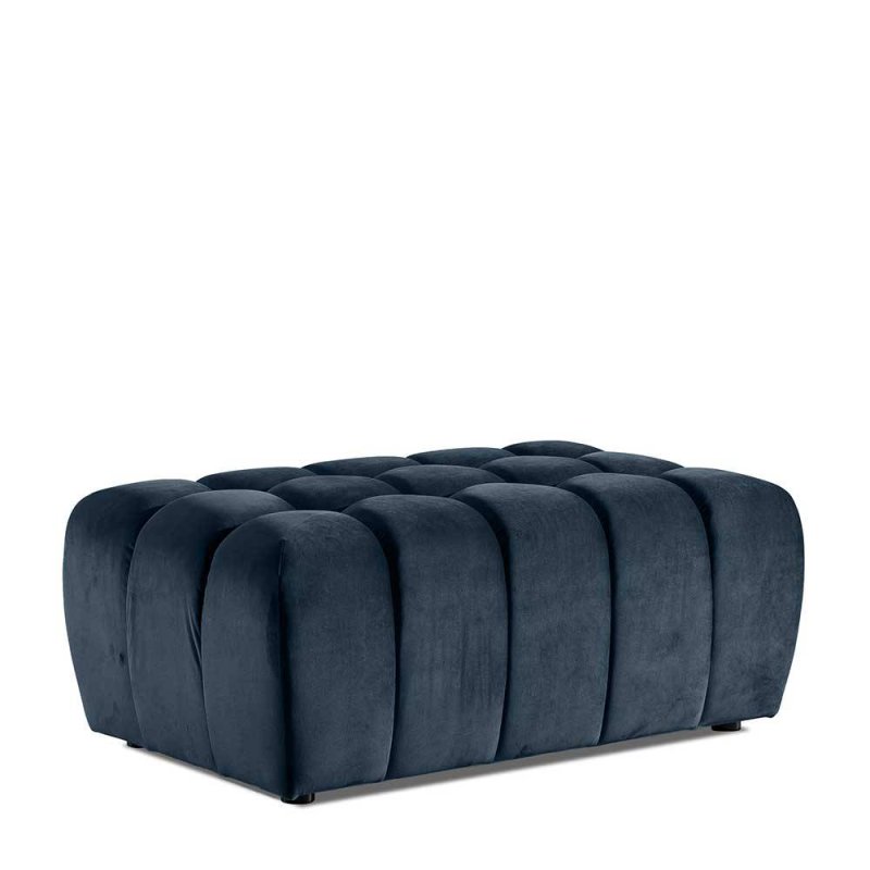 Dunkelblauer Hocker mit Schaumstoffpolsterung und Samtbezug - Beliava