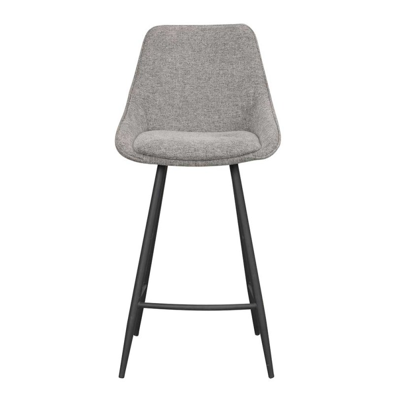 Barstühle mit Sitzschale Stoff Grau & Metallgestell Schwarz - Leandra ...