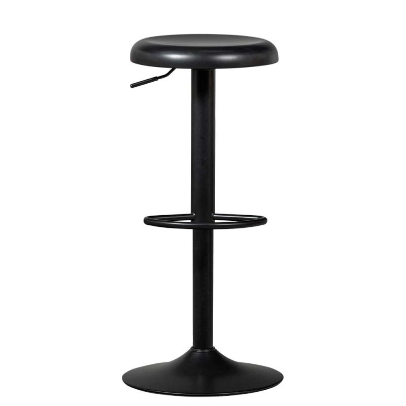 Schwarzer Barhocker aus Metall - höhenverstellbar mit rundem Sitz und ...