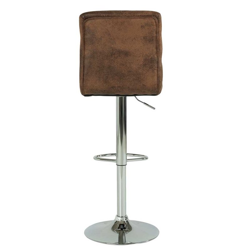 Barstühle in Vintage Braun mit Tellerfuß in Chrom - Emli (2er Set)