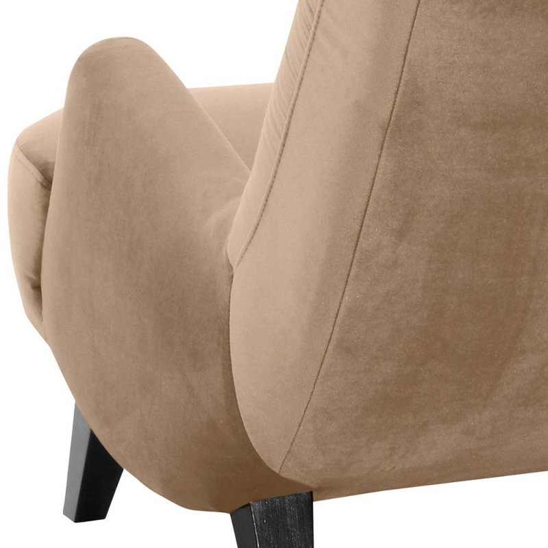 Lesesessel in Beige und Schwarz aus Samtvelours und Buche Massivholz ...