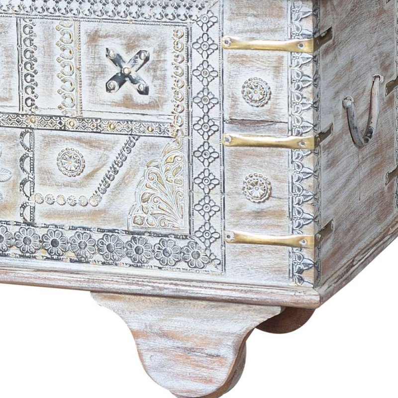 Massivholz Truhe im Orient Style mit flachem Deckel - Varrion
