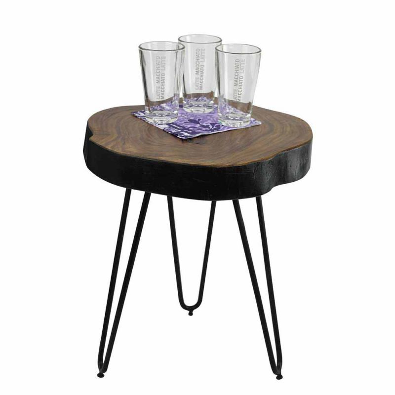 Handgearbeiteter Design-Couchtisch modern aus Holz & Metall - Lenza