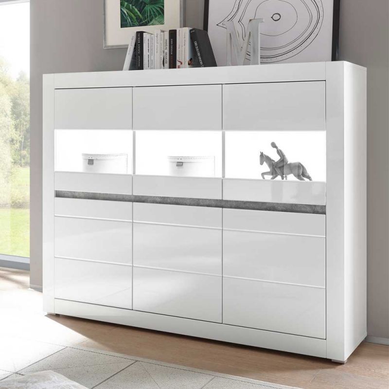 Highboard Hochglanz Weiss