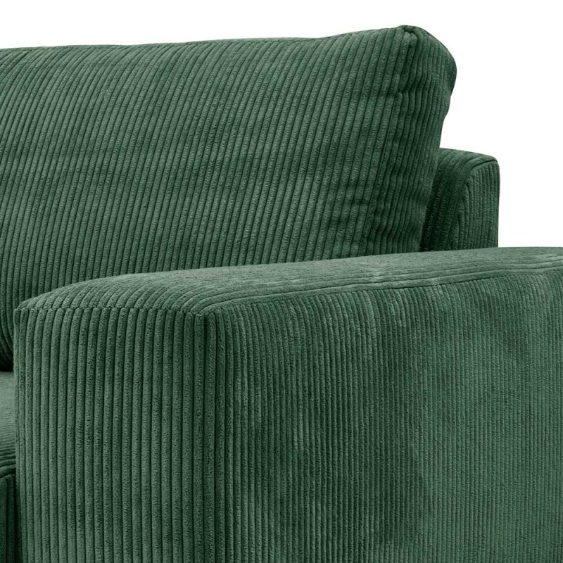 Cord-Eckcouch in Dunkelgrün mit drei Sitzplätzen - Armele