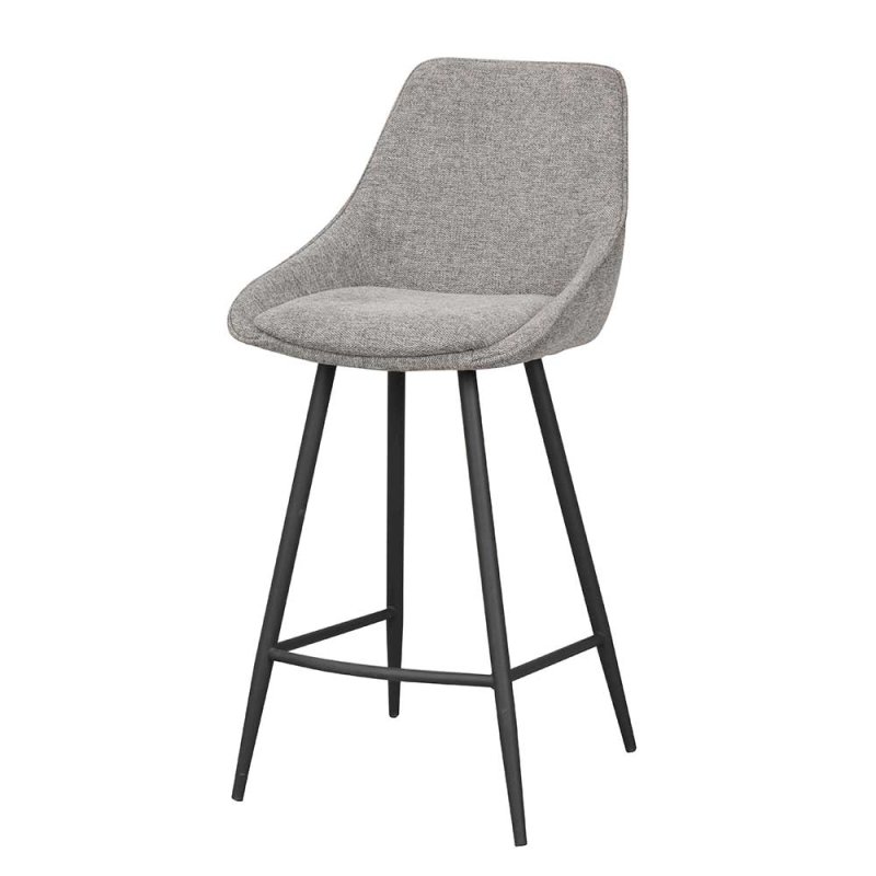 Barstühle mit Sitzschale Stoff Grau & Metallgestell Schwarz - Leandra ...