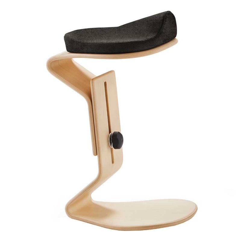 Ergonomischer Holz Hocker variabel einstellbar mit Filz in Anthrazit ...