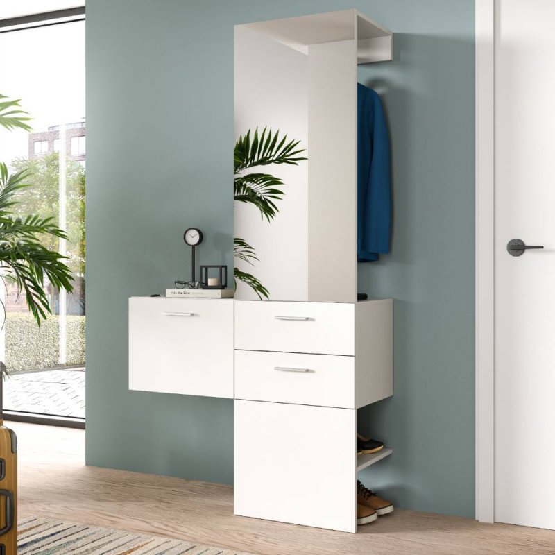 Stilvolle Garderobe Wei Mit Spiegel Fotos