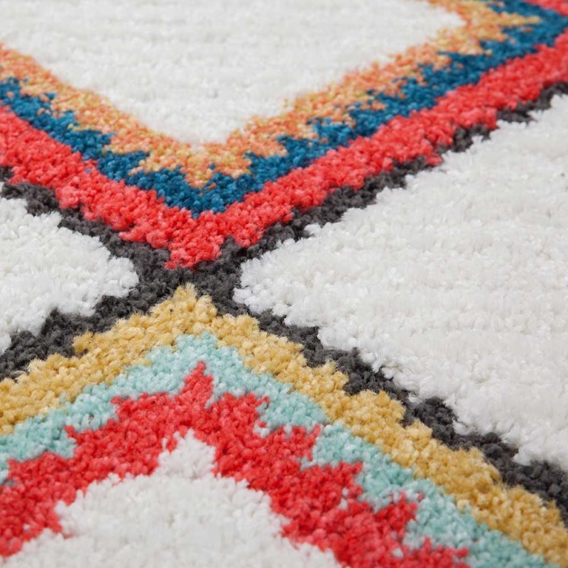 Farbenfroher Teppich im Boho Style mit Fransen - Lyrono