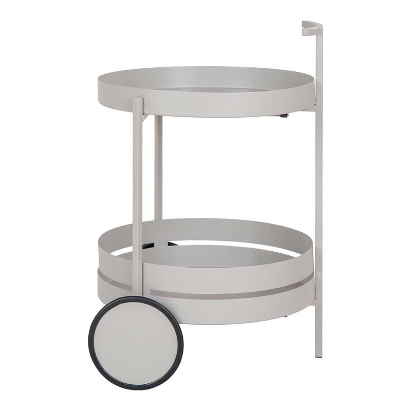 Runder Servierwagen im Skandi Design in Grau aus Metall - Veladrano