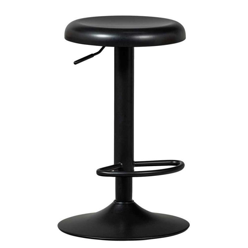 Schwarzer Barhocker aus Metall - höhenverstellbar mit rundem Sitz und ...