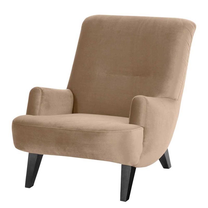 Lesesessel in Beige und Schwarz aus Samtvelours und Buche Massivholz ...