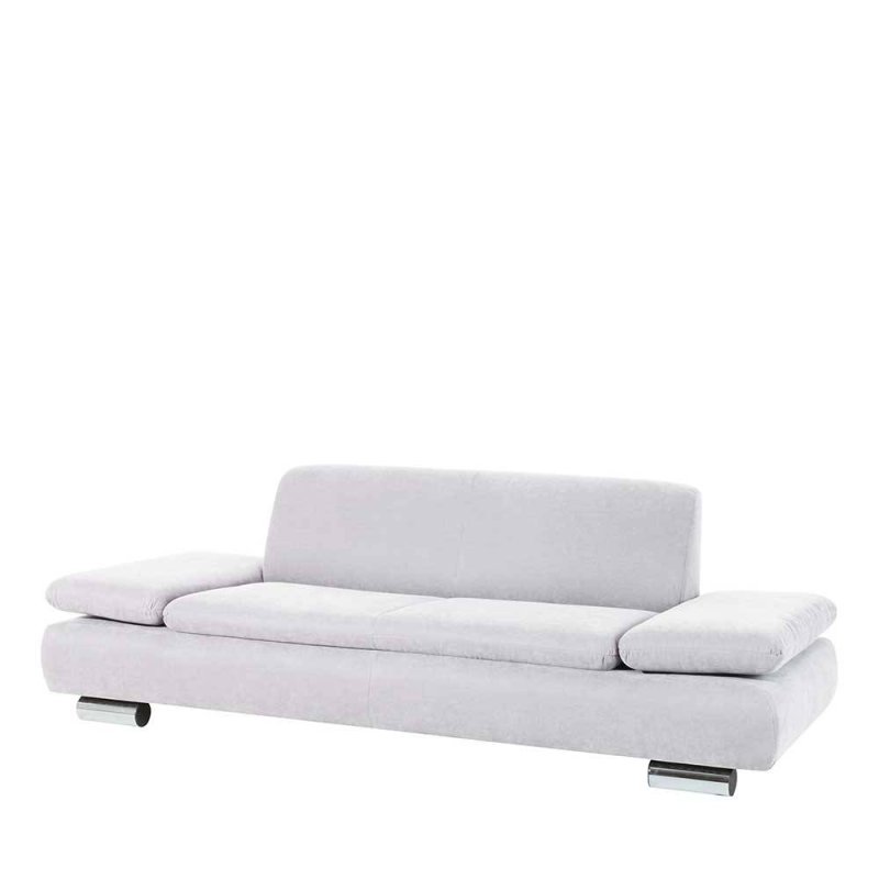 Zweisitzer Sofa in Cremeweiß mit Chrom mit verstellbaren Armlehnen - Syrec