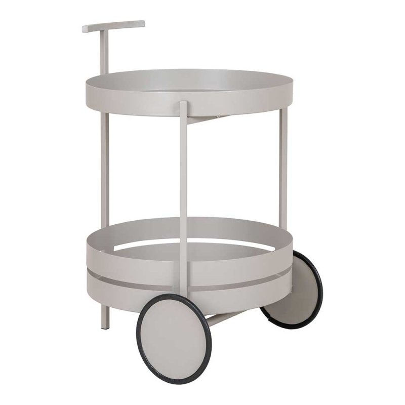 Runder Servierwagen im Skandi Design in Grau aus Metall - Veladrano