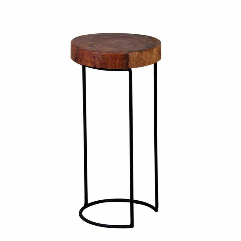 Handgearbeiteter Design-Couchtisch modern aus Holz & Metall - Lenza