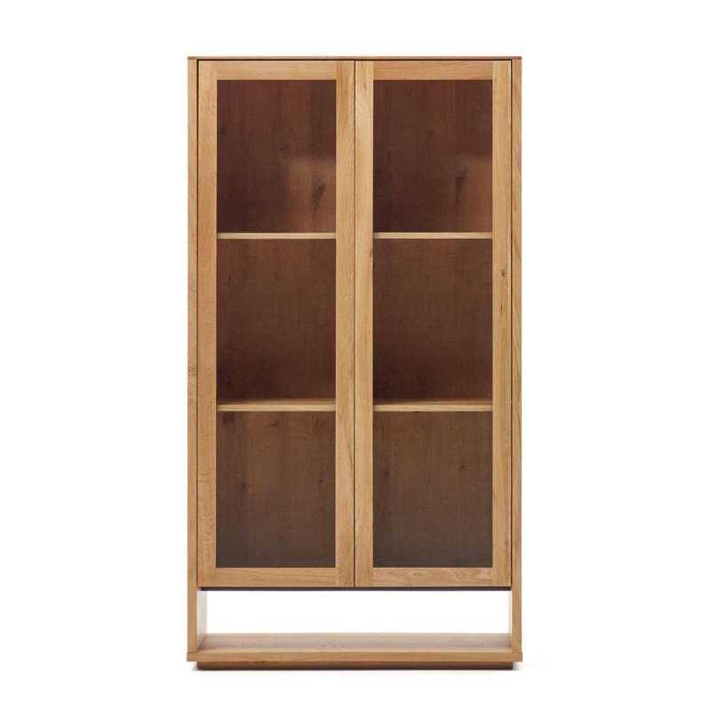 Skandi Vitrine in Eichefarben mit Doppeltür - 100x183x40 - Algaro