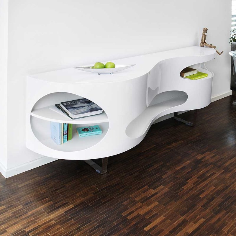 Weißes Design Hochglanzregal mit 5 Fächern - 150x75x40 cm - Scarula