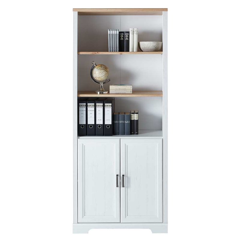 102x139x44 Landhaus Regal mit 3 Fächern in Weiß & Wildeiche - Diatara